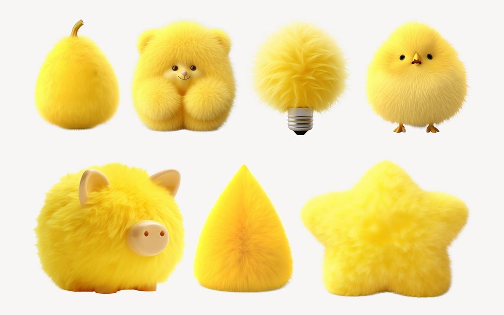 Random yellow fluffy object set | Free Photo - rawpixel