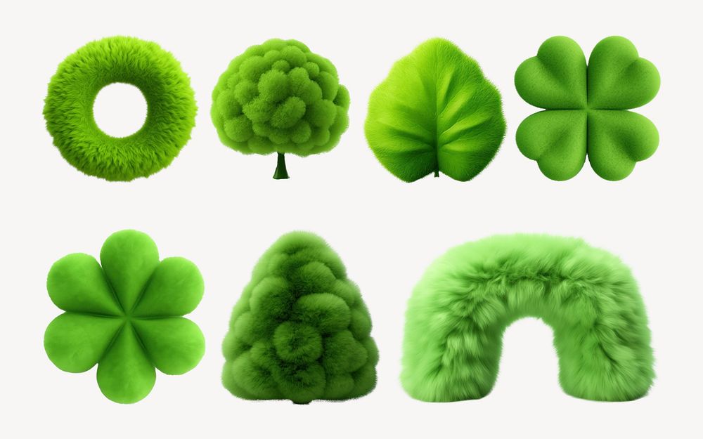 Random green fluffy object set | Free Photo - rawpixel