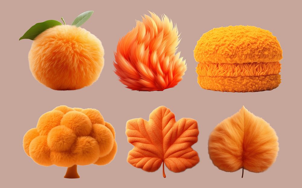 Random orange fluffy object set | Free Photo - rawpixel