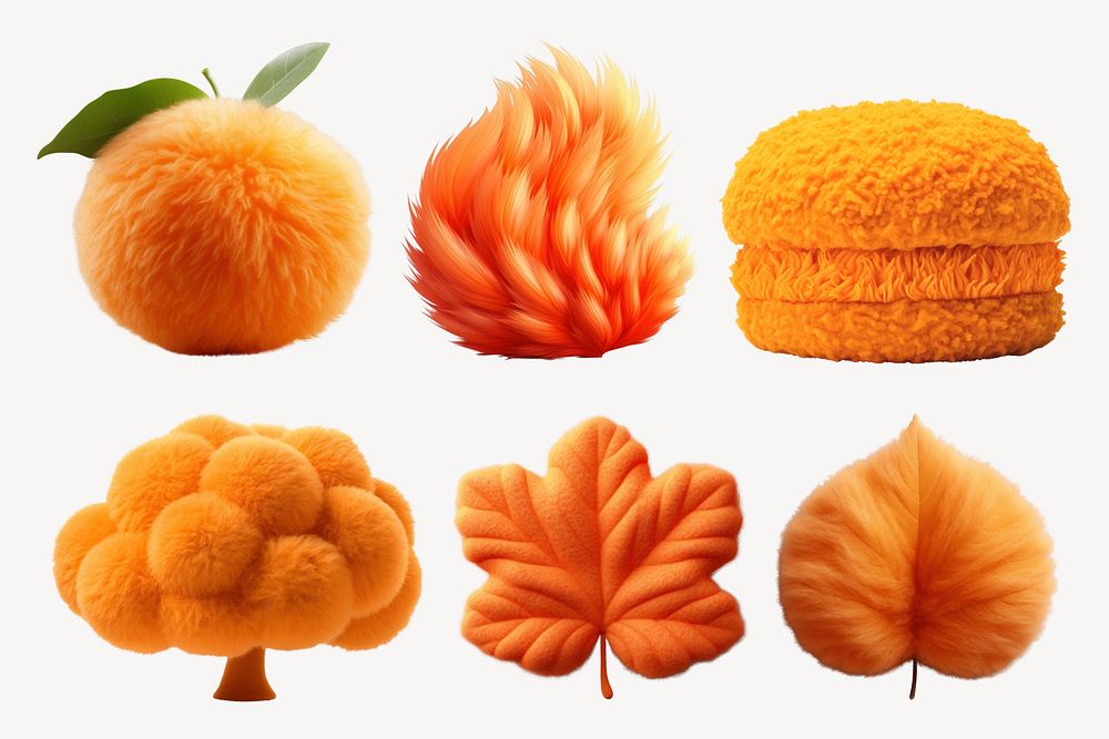 Random orange fluffy object set | Free Photo - rawpixel