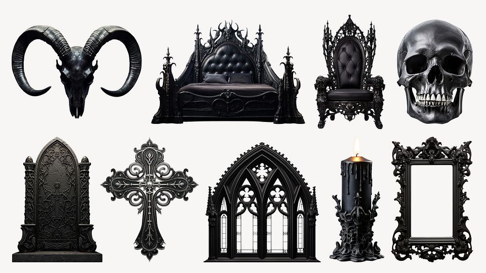 Gothic object element set | Free Photo - rawpixel