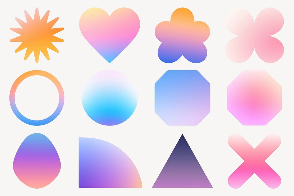 Gradient shape element set | Free Photo - rawpixel