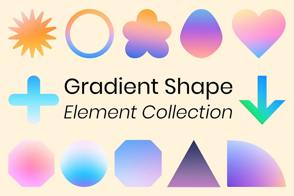 Gradient shape element set | Free Photo - rawpixel