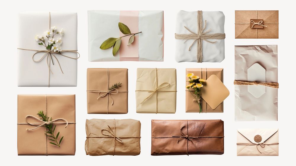 Paper gift wrap element set | Premium Photo - rawpixel