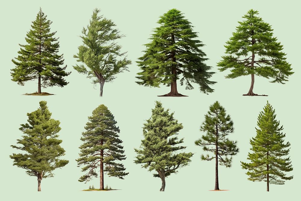 Pine tree element set | Premium Photo - rawpixel