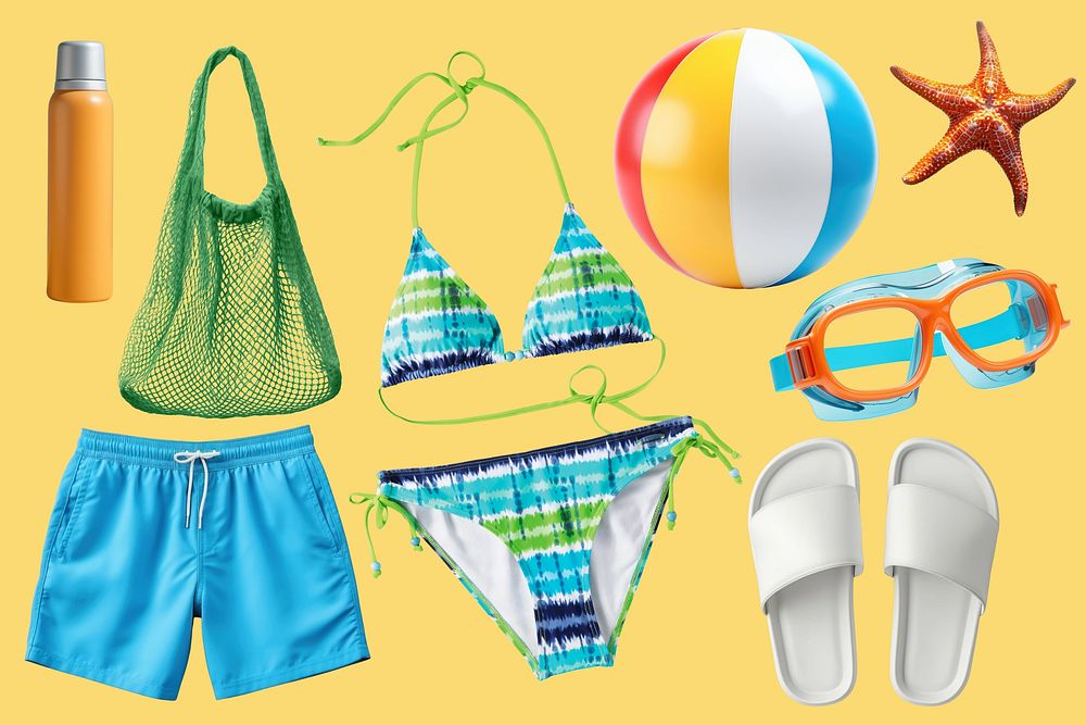 Summer beach fashion element set | Free Photo - rawpixel