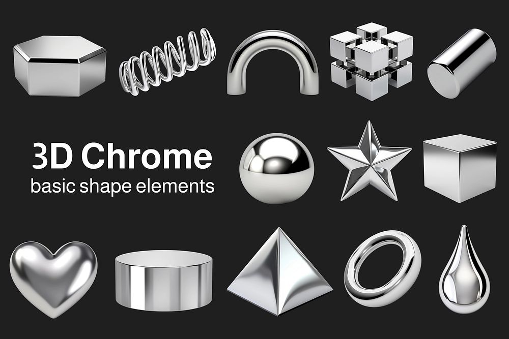 3D metallic chrome shape element | Free Photo - rawpixel