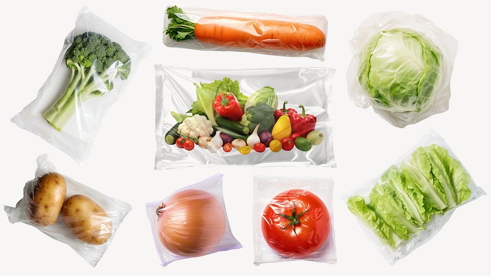 Wrapped vegetable element set | Premium Photo - rawpixel