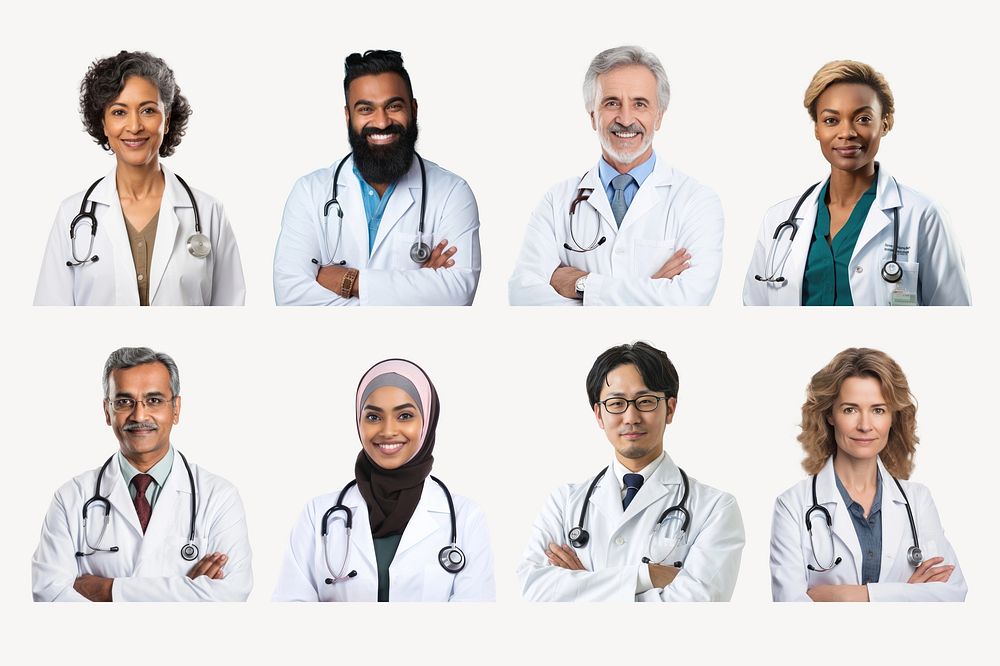 Diverse doctors isolated image set | Free Photo - rawpixel