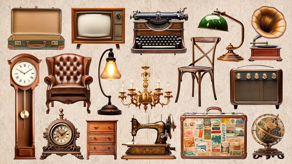 Vintage antique object element set | Premium Photo - rawpixel