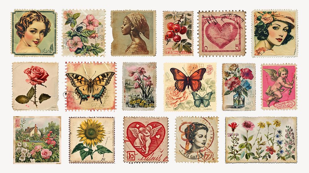 Postage stamp element set | Free Photo - rawpixel
