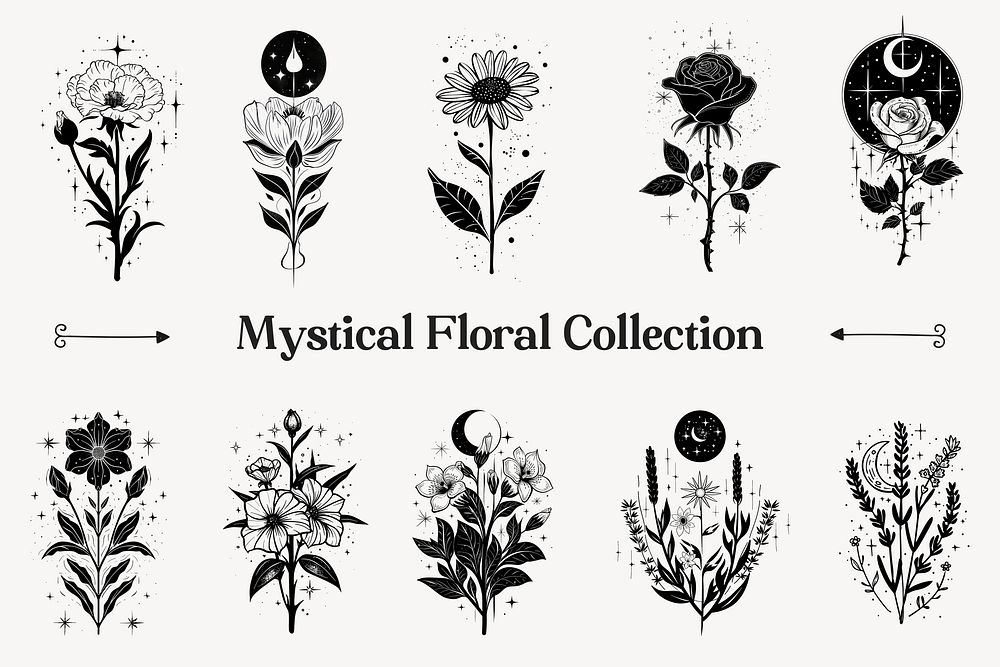 Hand drawn mystical flower isolated | Premium Photo - rawpixel