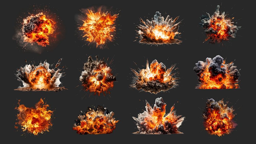 Fire explosion isolated image set | Premium Photo - rawpixel