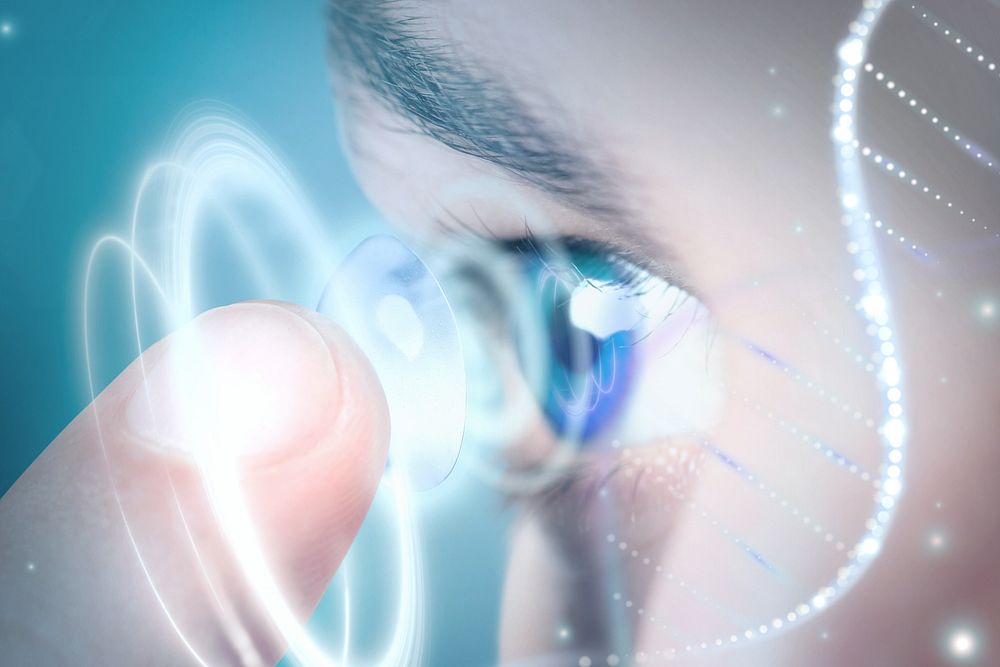 Man applying smart contact lens, | Free Photo Illustration - rawpixel