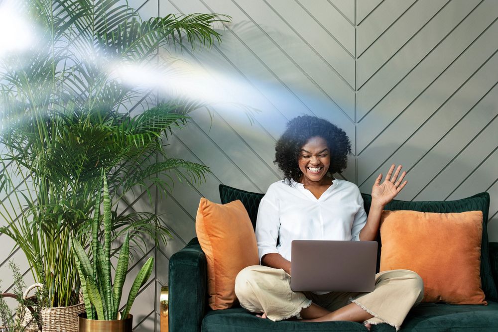 Smiling woman conference call laptop | Free Photo Illustration - rawpixel