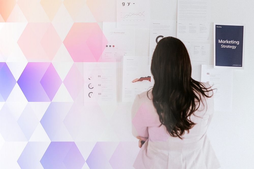 Businesswoman planning marketing strategy wall | Free Photo ...