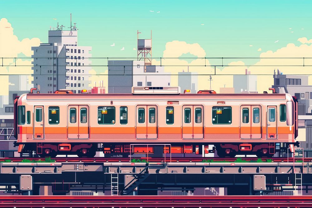 Tokyo train pixel transportation automobile | Free Photo Illustration - rawpixel