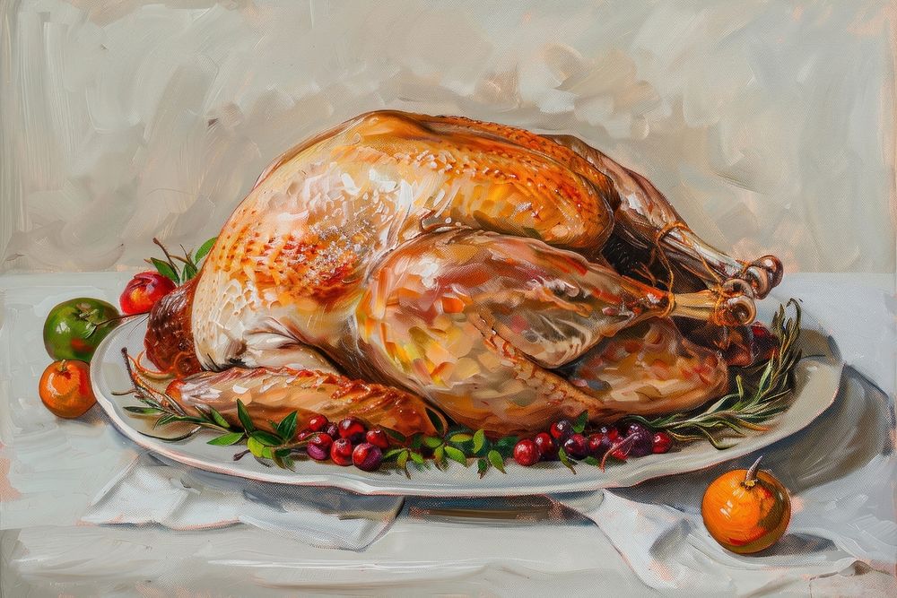 Close pale roasted turkey dinner | Premium Photo Illustration - rawpixel