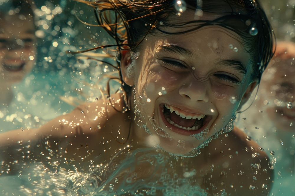 Children laughing and swimming pool | Free Photo - rawpixel