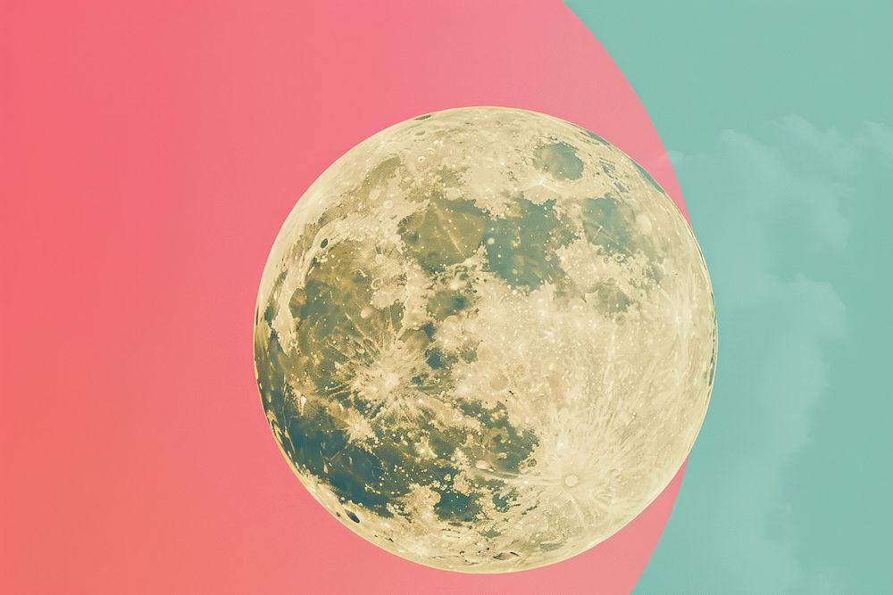 Retro collage light beige moon | Free Photo Illustration - rawpixel