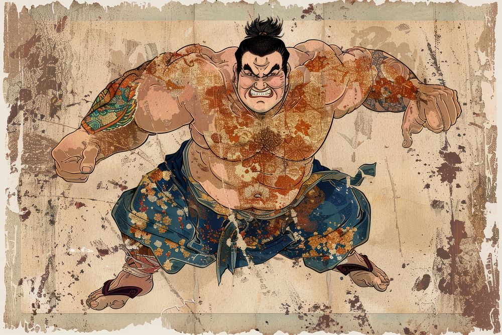 Sumo art illustrated painting | Free Photo Illustration - rawpixel