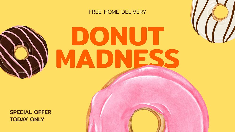 Donut madness banner template, dessert | Free Photo - rawpixel