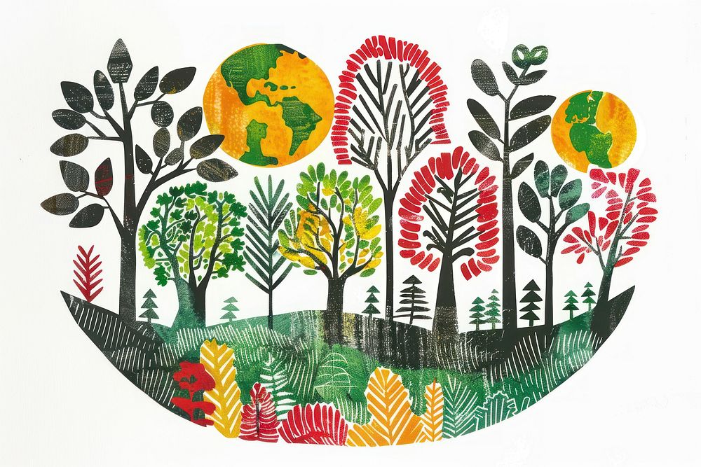 Earth globe vegetation graphics painting. | Free Photo Illustration ...
