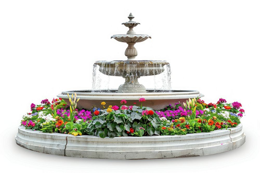 Elegant garden fountain with flowers | Free Photo - rawpixel