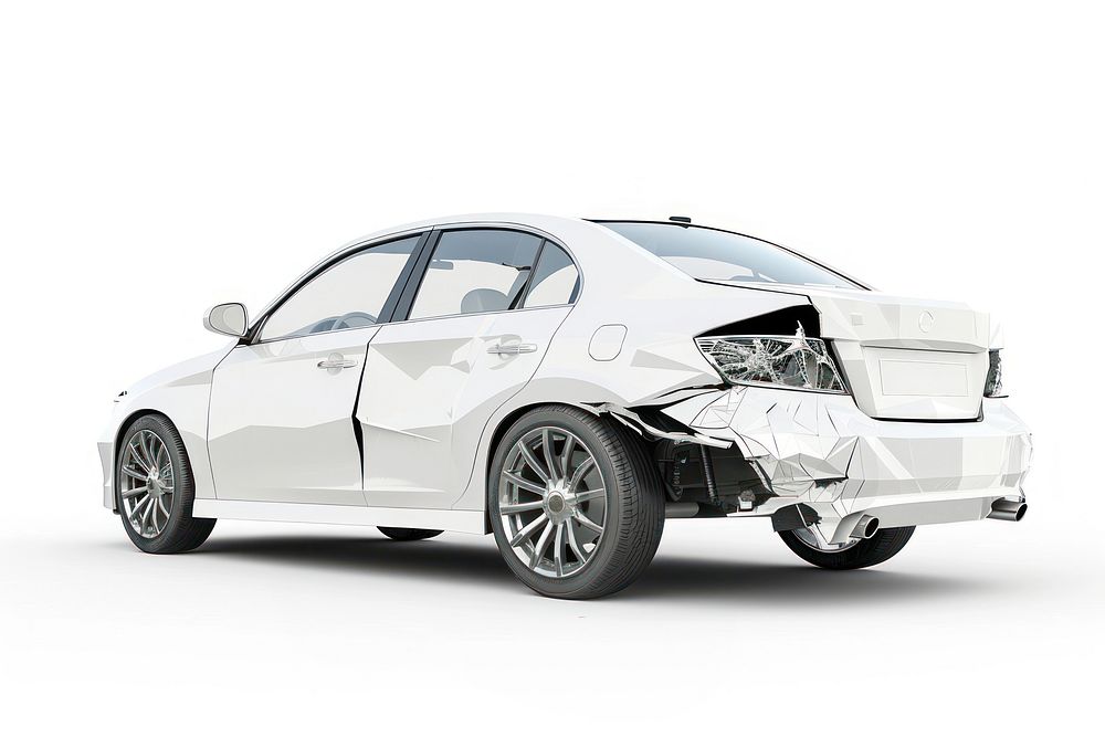 Damaged white car accident illustration | Free Photo - rawpixel