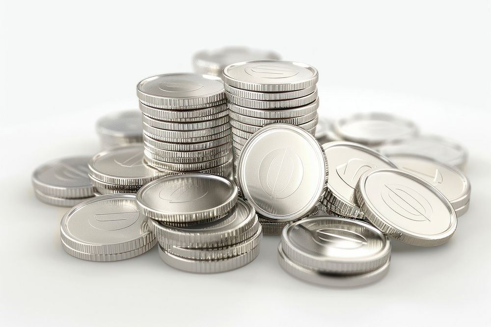 Stacked silver coins illustration | Free Photo Illustration - rawpixel