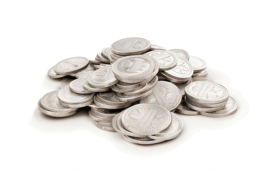 Stacked silver coins isolated white | Free Photo Illustration - rawpixel