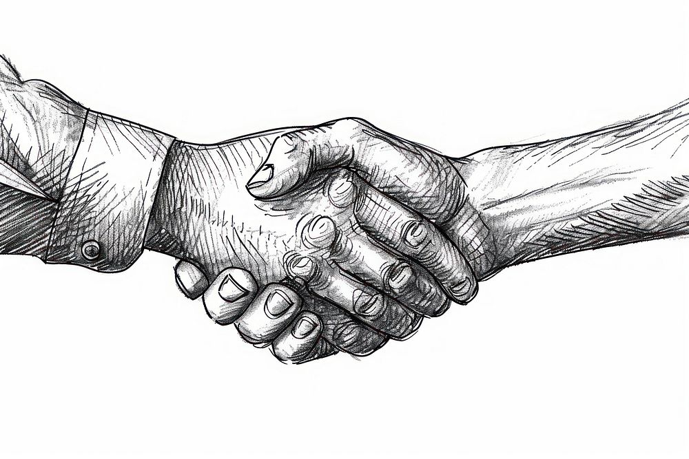 Hand drawn handshake drawing illustrated | Free Photo Illustration ...