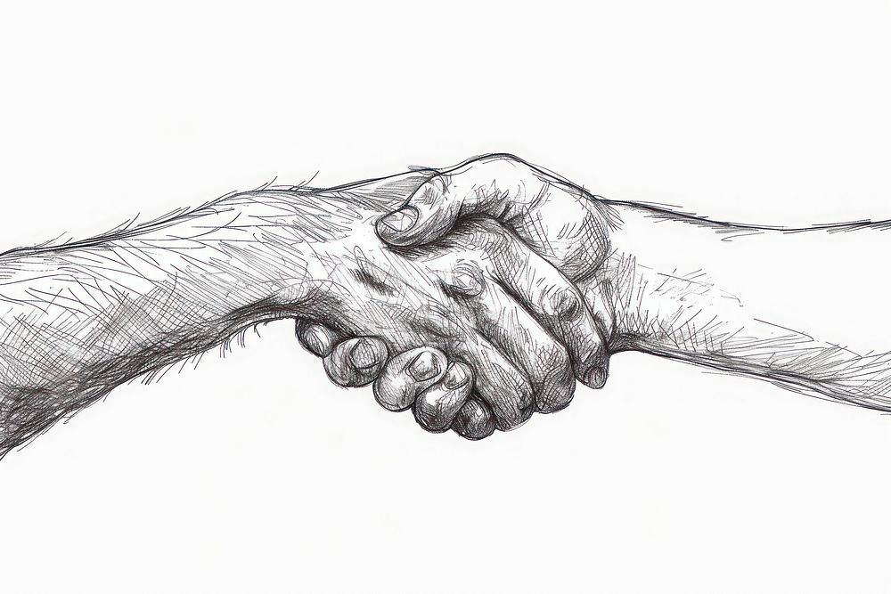 Hand drawn handshake drawing human | Free Photo Illustration - rawpixel