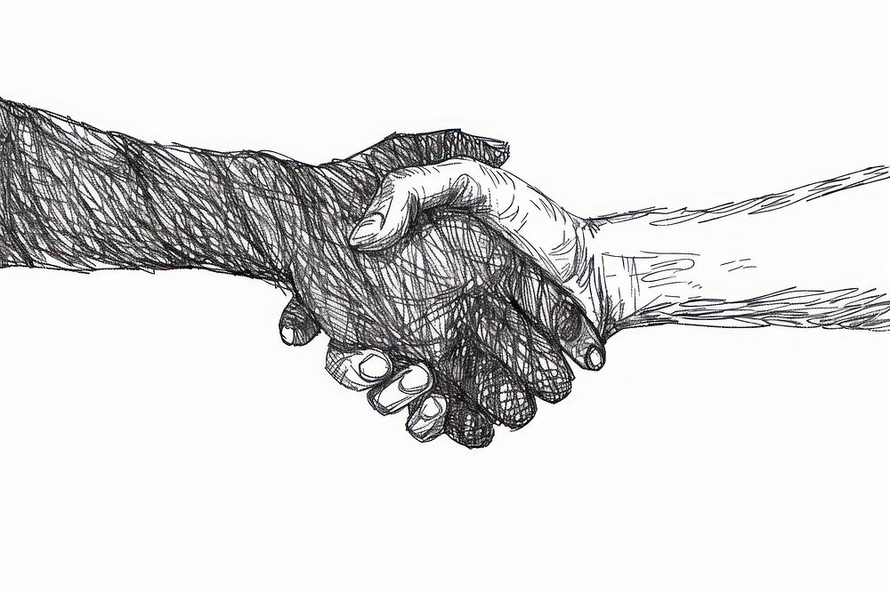 Hand drawn handshake drawing human | Free Photo Illustration - rawpixel