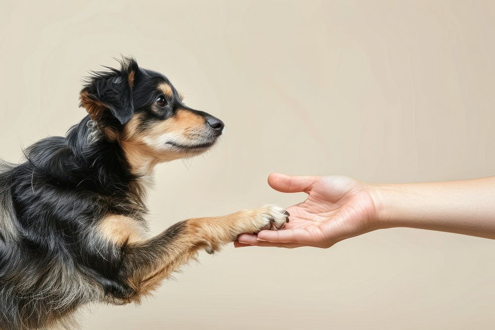 Dog pow shaking human hand | Free Photo - rawpixel