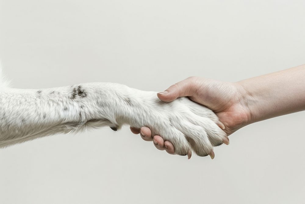 Dog pow shaking human hand | Free Photo - rawpixel