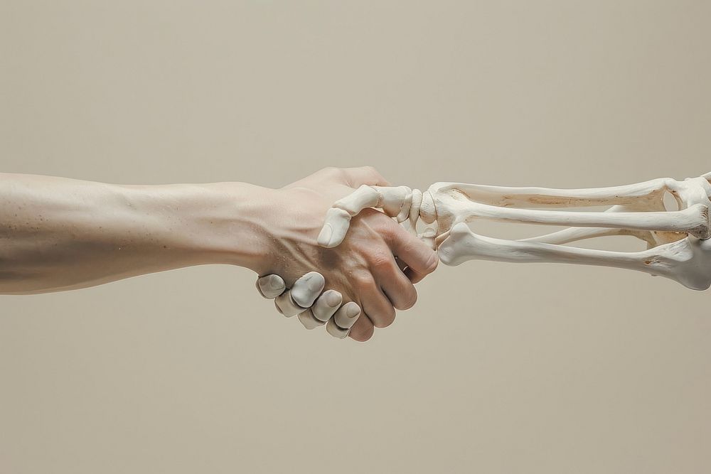 Skeleton hand shaking hand human | Free Photo - rawpixel