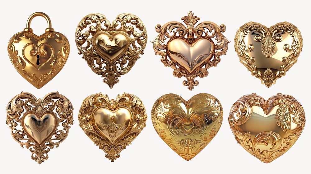 Rococo heart element set | Free Photo - rawpixel