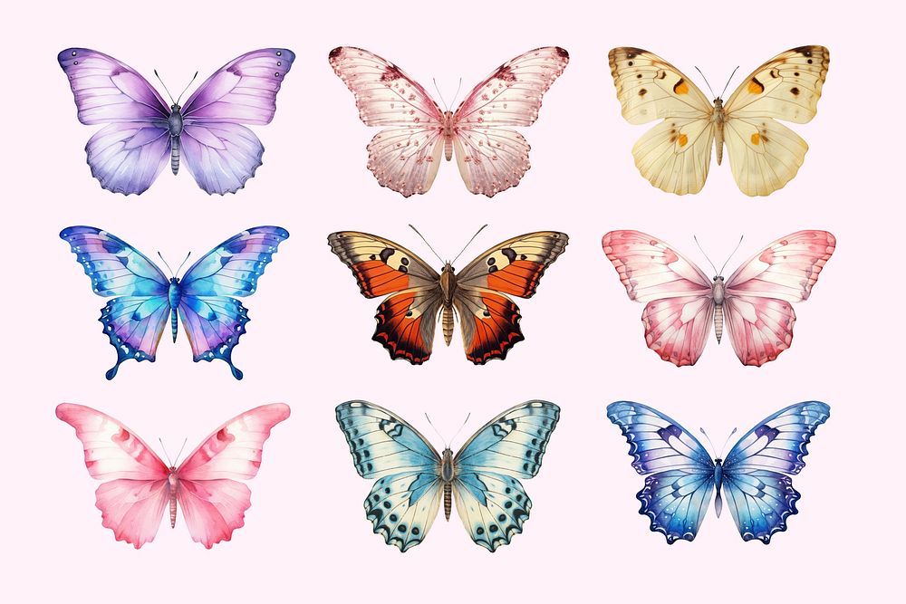 Colorful butterfly illustration set | Free Photo - rawpixel