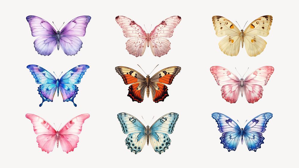 Colorful butterfly illustration set | Free Photo - rawpixel Colorful butterfly illustration set | Free Photo - rawpixel