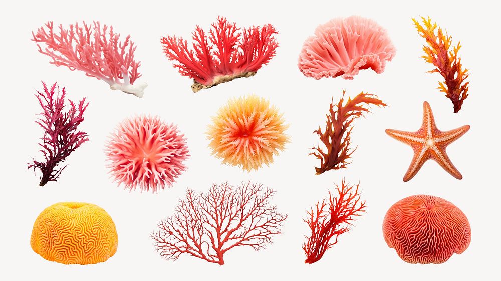 Pink sea coral element set | Free Photo - rawpixel