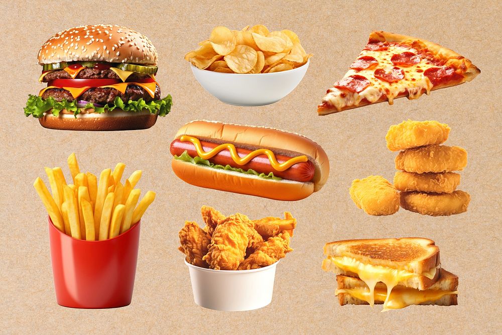 Yummy fast food element set | Free Photo - rawpixel