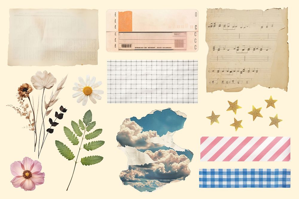 Paper Collage design element set | Free Photo - rawpixel
