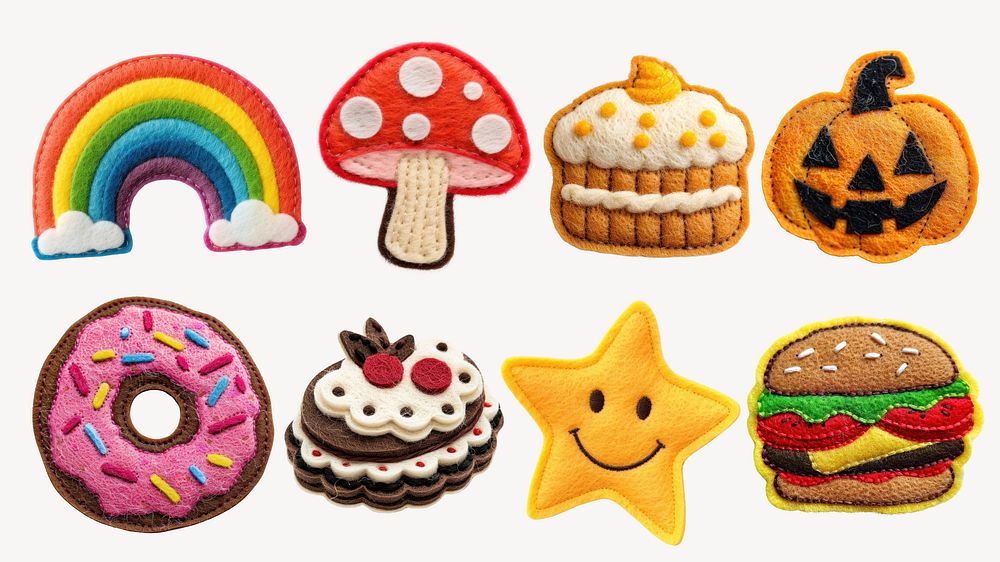 Cute felt sticker element set | Free Photo - rawpixel