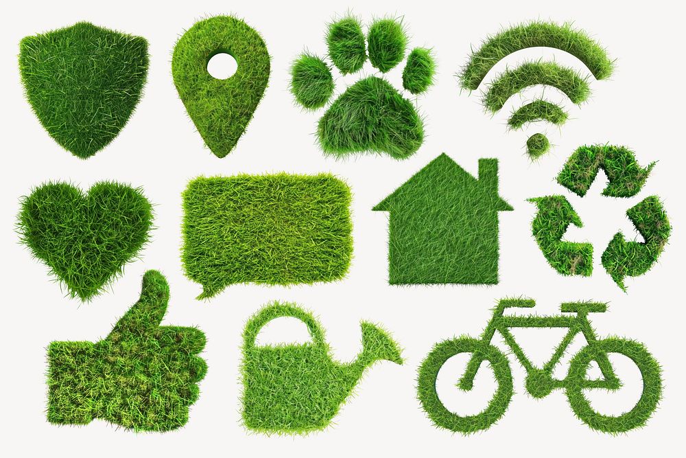 Grass textured eco-friendly element set | Free Photo - rawpixel