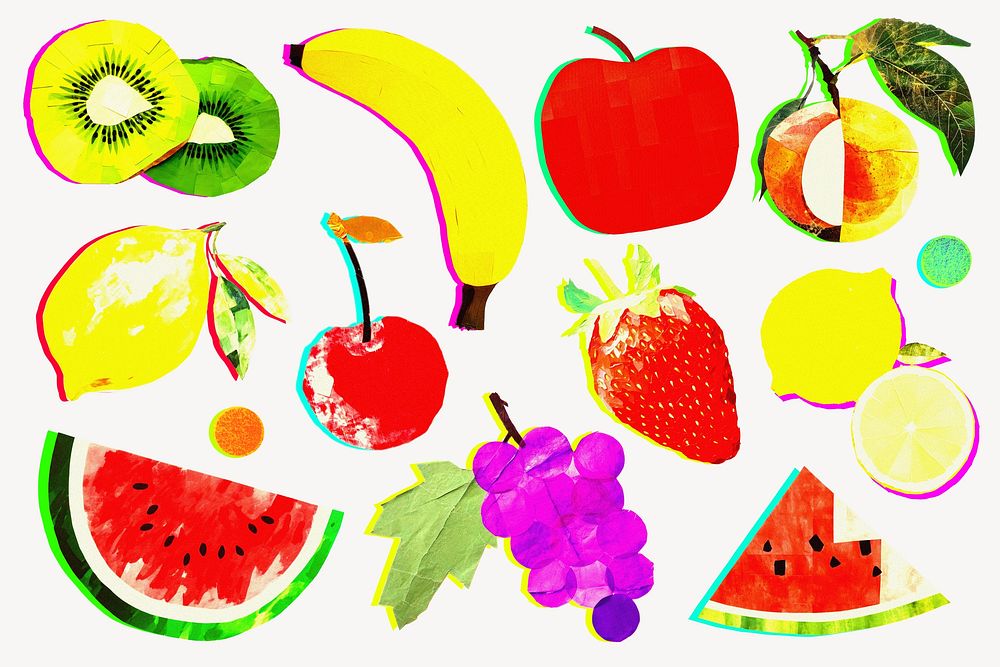 Colorful neon fruits element set | Free Photo - rawpixel
