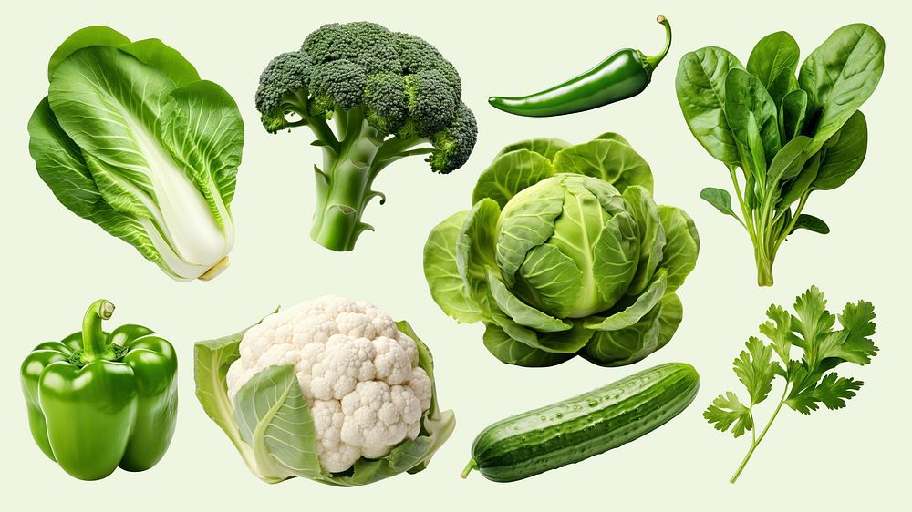 Green vegetable element set | Free Photo - rawpixel