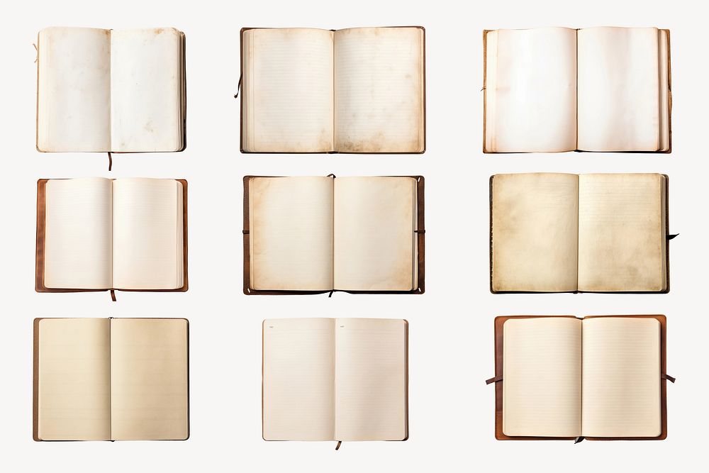 Vintage open notebook element set | Free Photo - rawpixel