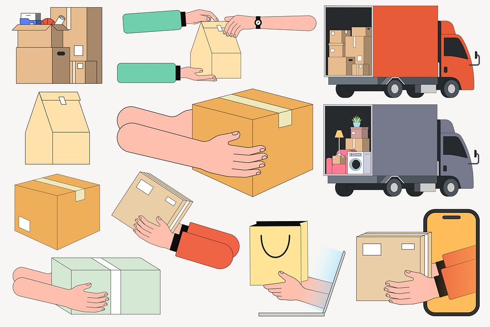 Parcel delivery elements element set | Premium Photo - rawpixel