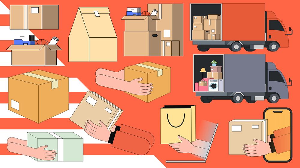 Parcel delivery elements element set | Premium Photo - rawpixel